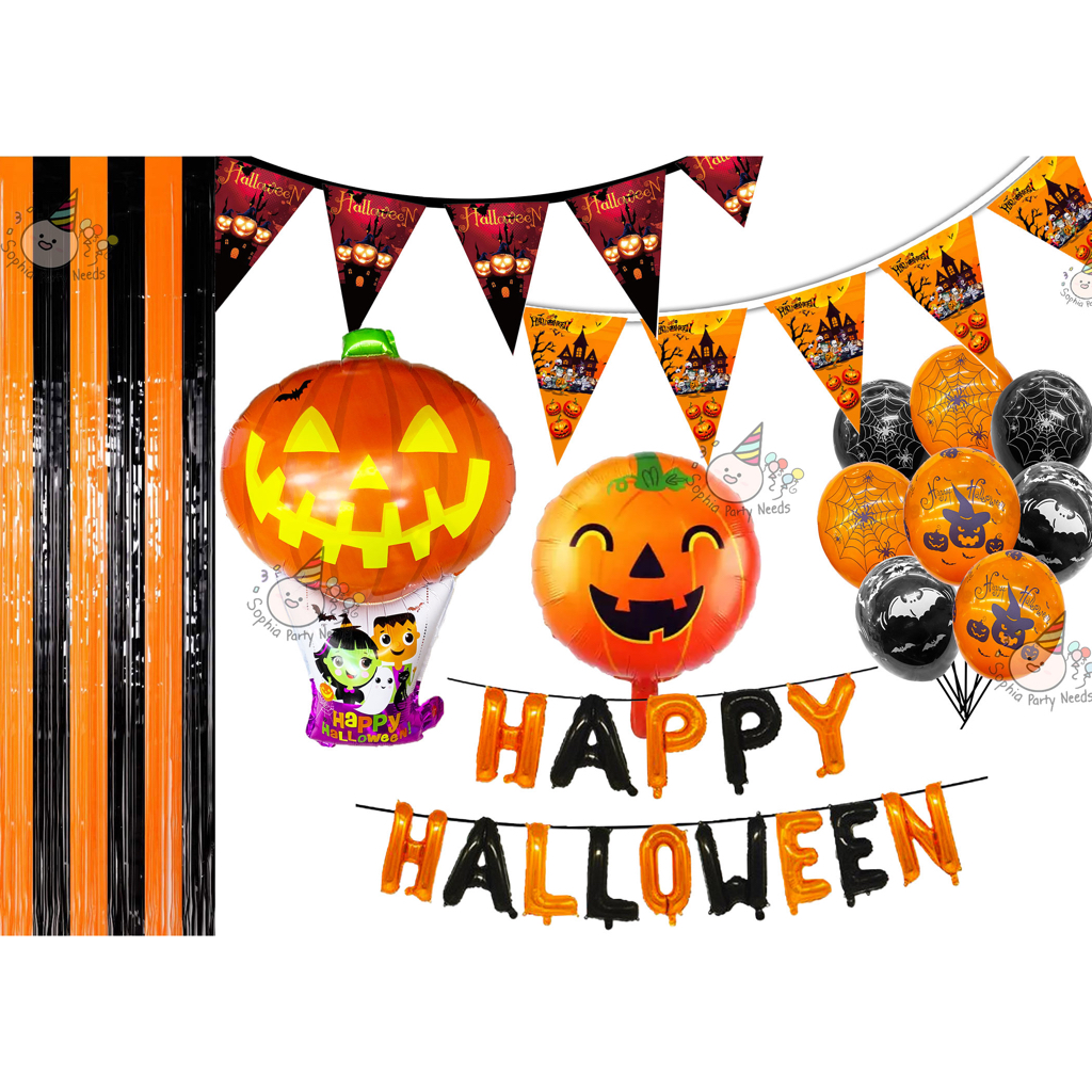 Orange and Black Happy Halloween Party Decoration Set Lantern Foil ...