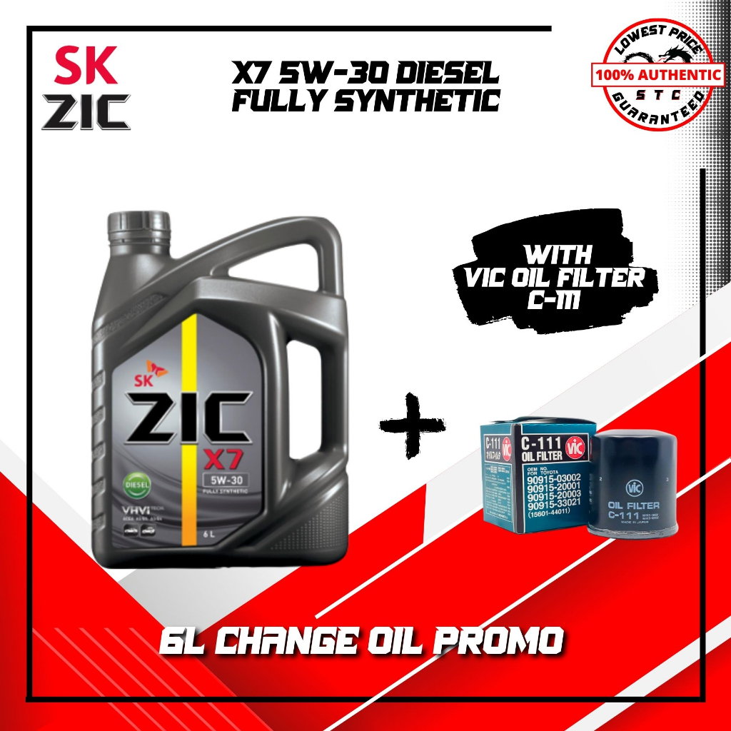 SK-ZIC 6 Liters X7 5W-30 DSL with C-111 Vic Oil Filter Fully Synthetic ...