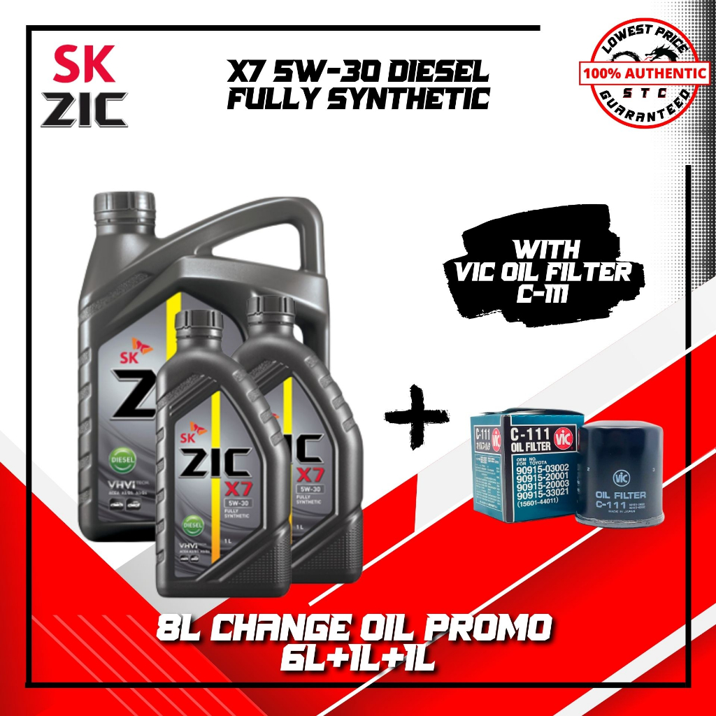 SK-ZIC 8 Liters X7 5W-30 DSL with C-111 Vic Oil Filter Fully Synthetic ...