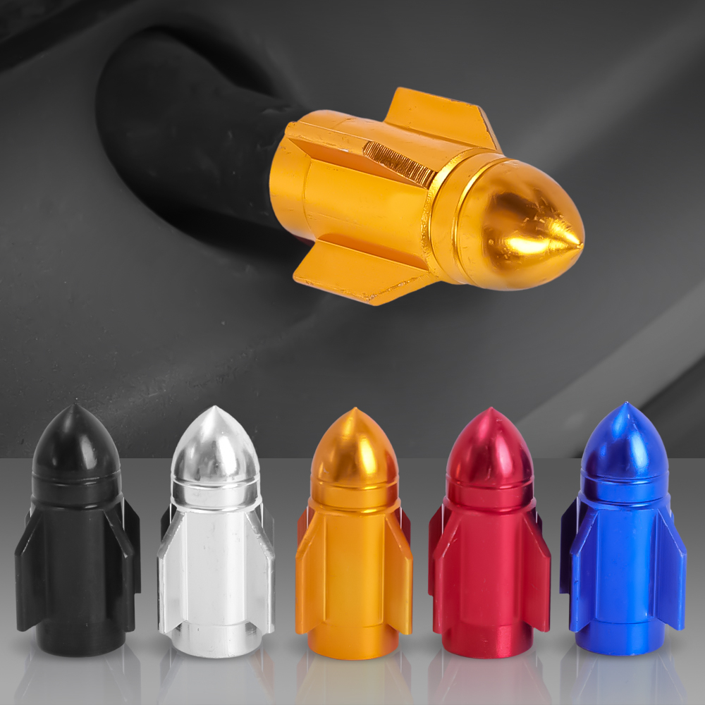 2PCS Universal Motorcycle Car Tire Valve Cap Creative Rocket Shape ...