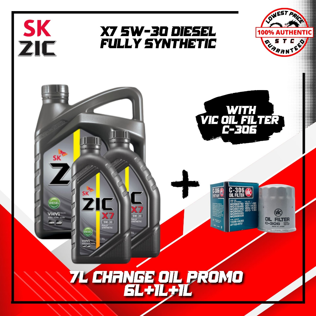 SK-ZIC 8 Liters X7 5W-30 DSL with C-306 Vic Oil Filter Fully Synthetic ...