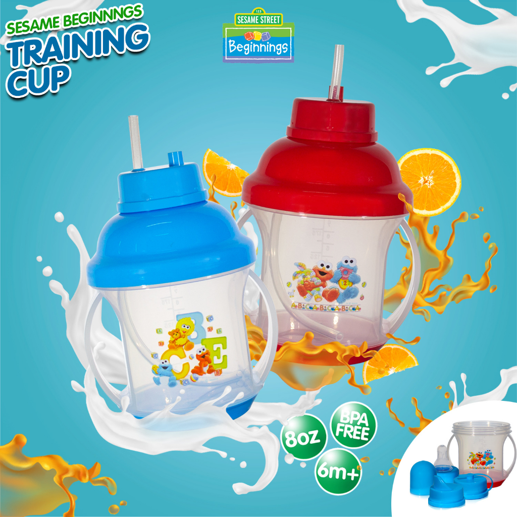 Sesame Beginnings 8oz./225ml 5 in1 Interchangeable Training Cup ...
