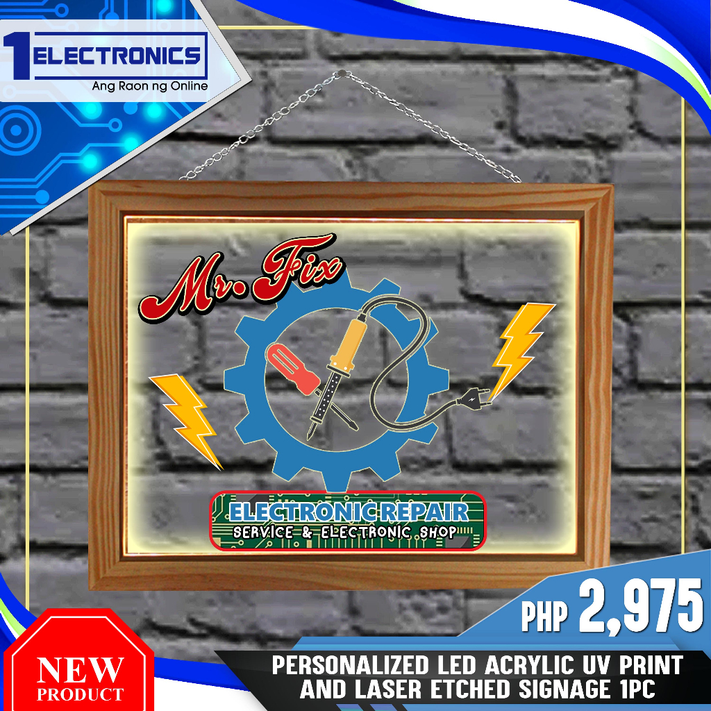 1Electronics Personalized Acrylic Glass LED Signage Business sign Store ...