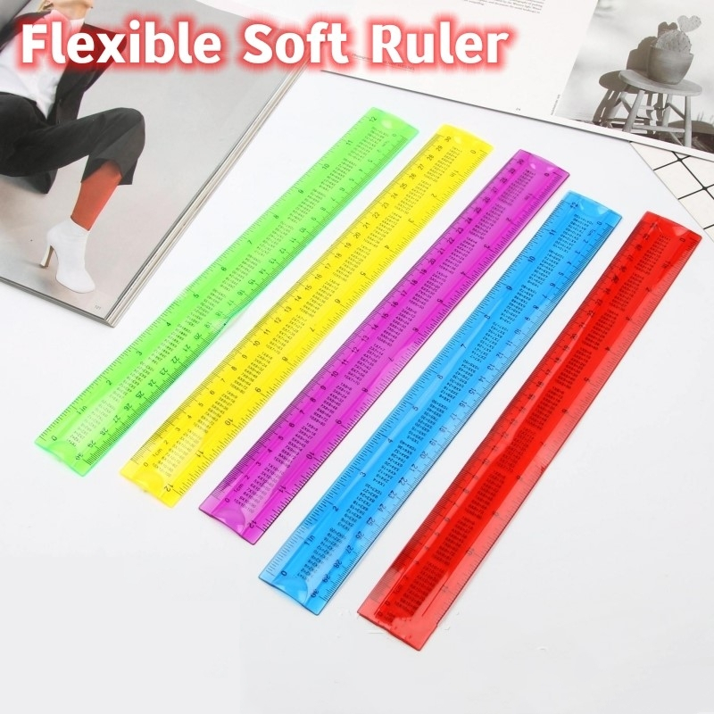 30CM Candy Color Ruler Flexible Soft Unbreakable Multifunctional ...