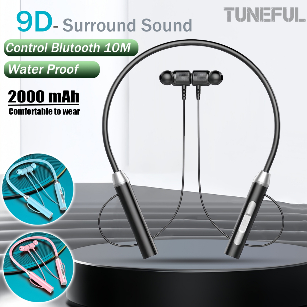 Tuneful W1 Wireless Headset Neckband Sport Bluetooth Earphone Magnetic ...