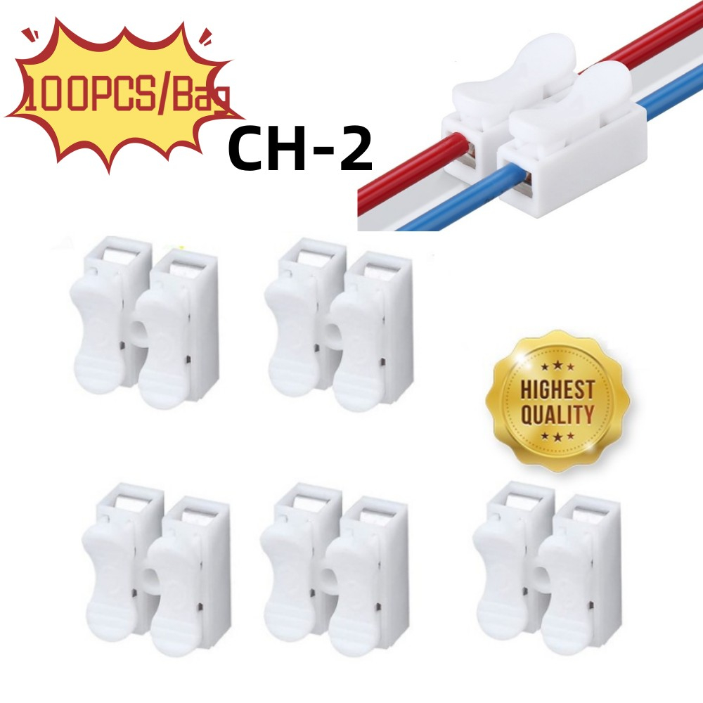 50/100pcs 2 Pin Push in Quick Wire Cable Connector Wiring Terminal Fast ...