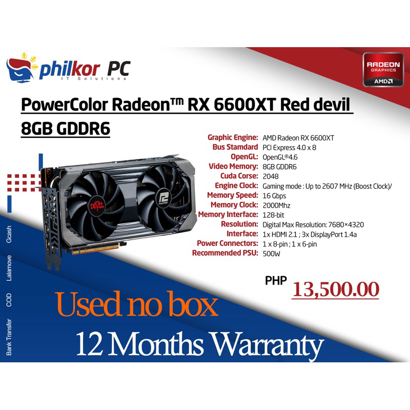 PowerColor Red Devil RX 6600 XT (used) Graphics Card | Shopee Philippines
