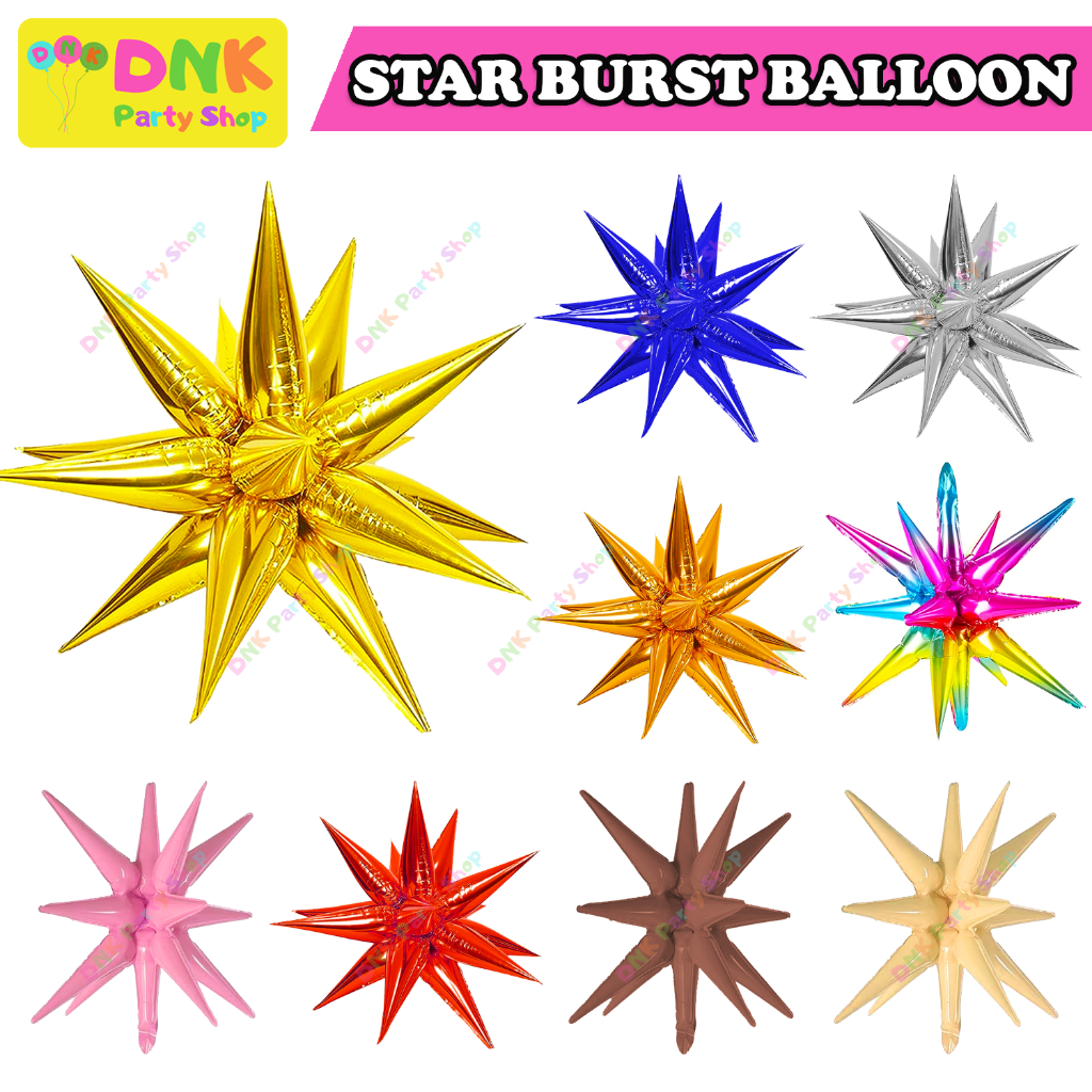22 inch Star Burst Balloons 4D Starburst Explosion Exploding Mylar Foil ...