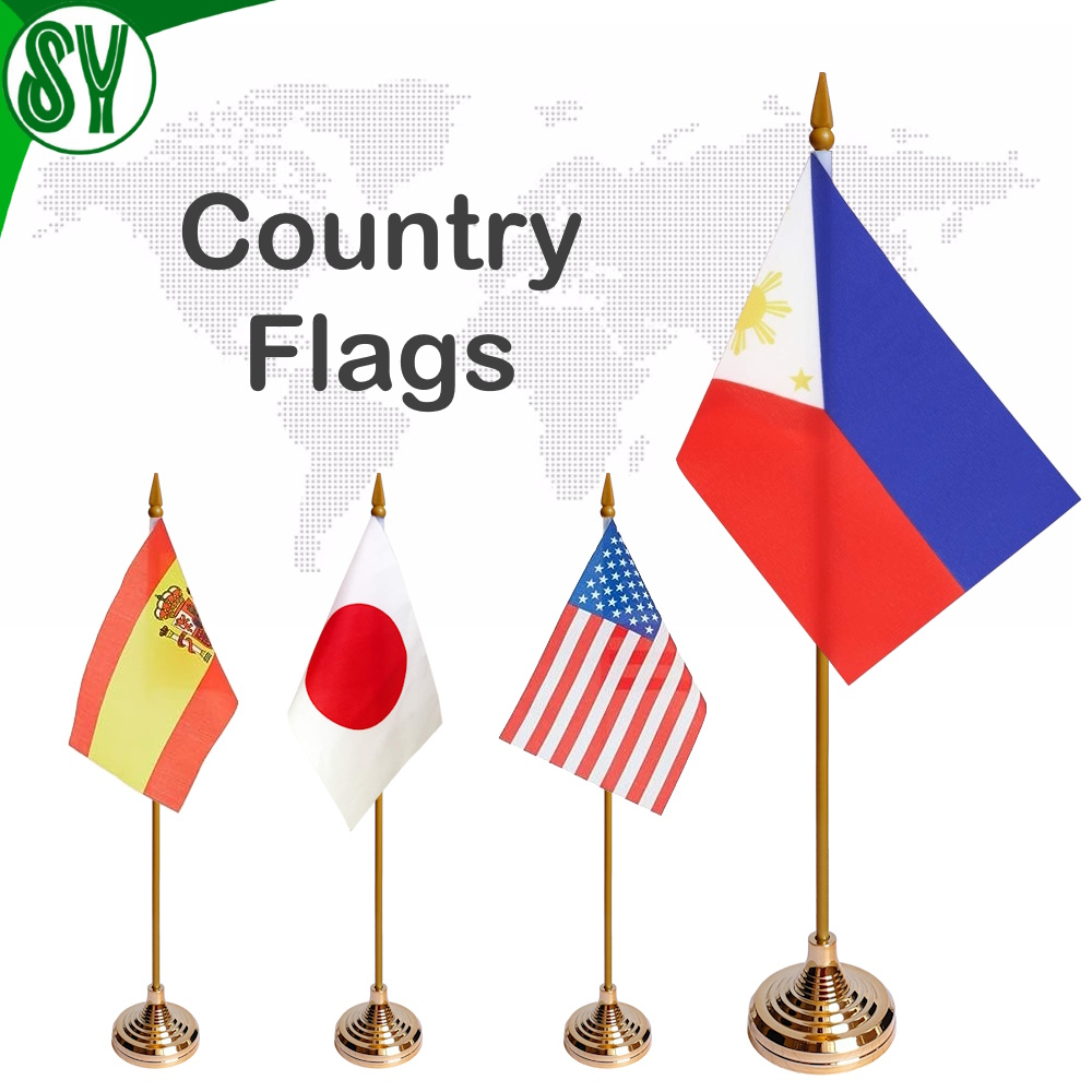 Small Mini Country Desk Flags with Pole and Base | Shopee Philippines