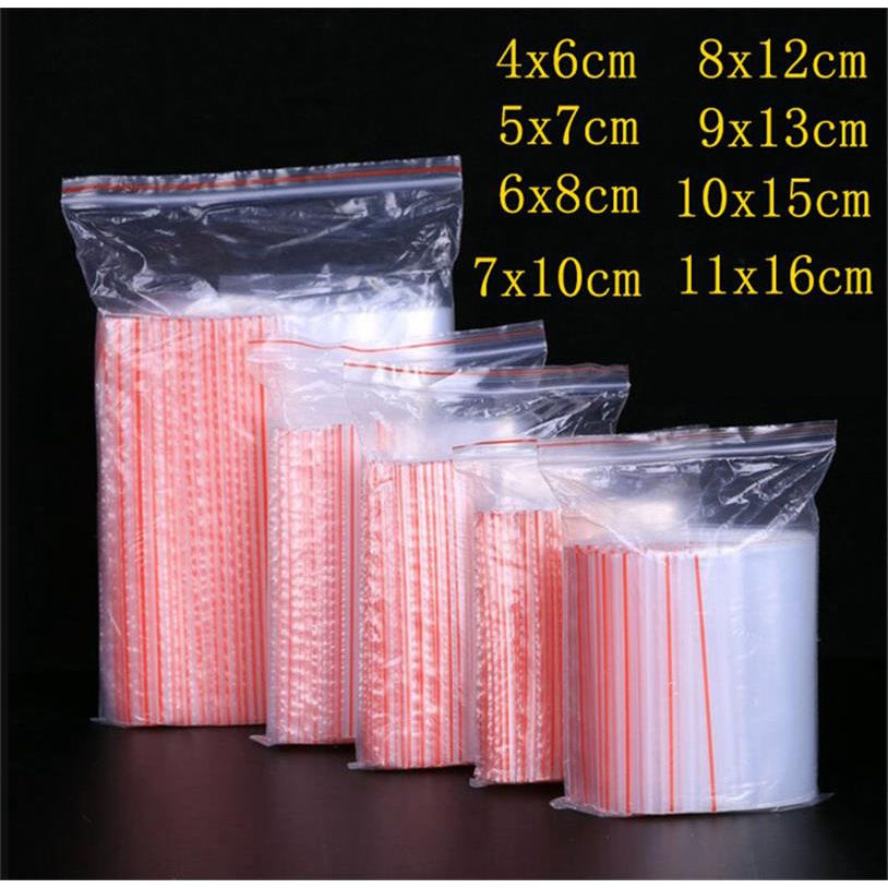100 Grip Resealable Zip Lock Bags Self Seal Clear Plastic Poly Ziplock ...