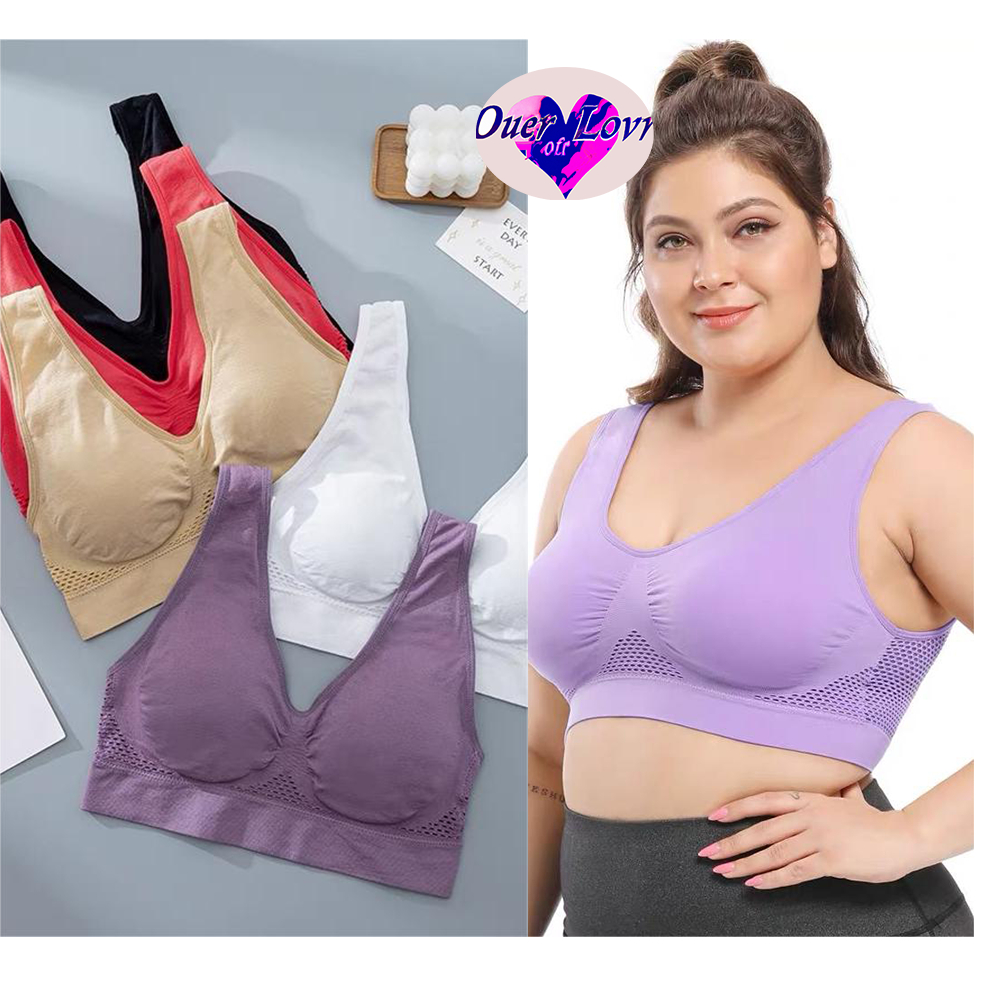 OURLOVE Sports Bra Plus Size For Women Hollow Mesh Vest Type Yoga Breathable Sports Bra #2205 ...