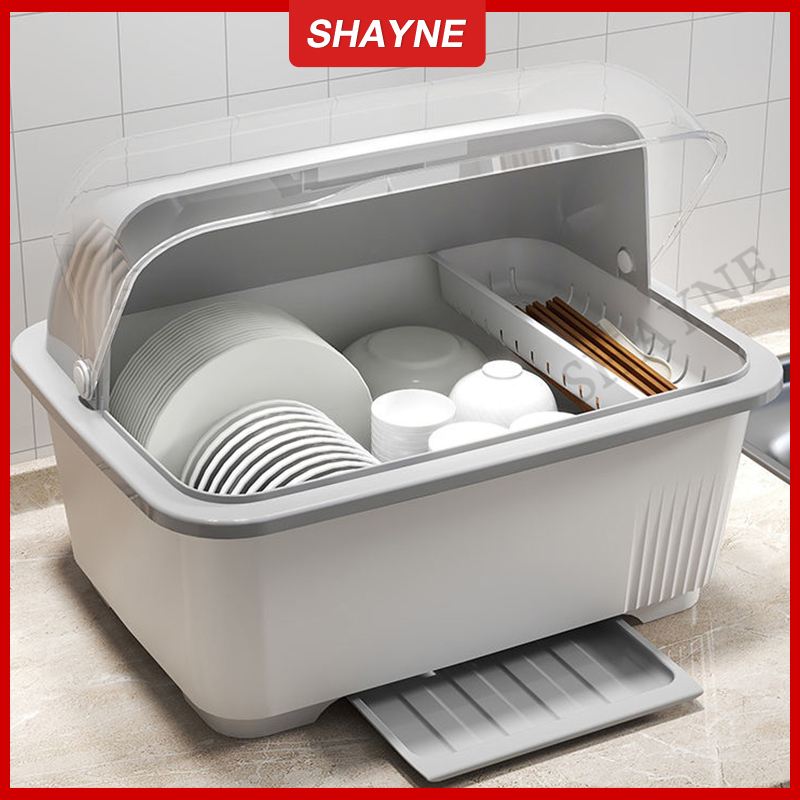 Dish Rack with Cover Plastic Storage Insect-proof Innovative Kitchen ...