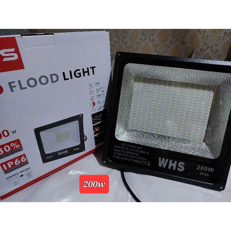 WHS Led Floodlight 220V. Super bright WHITE 100W, 200W, 300W IP66 Waterproof outdoor | Shopee ...