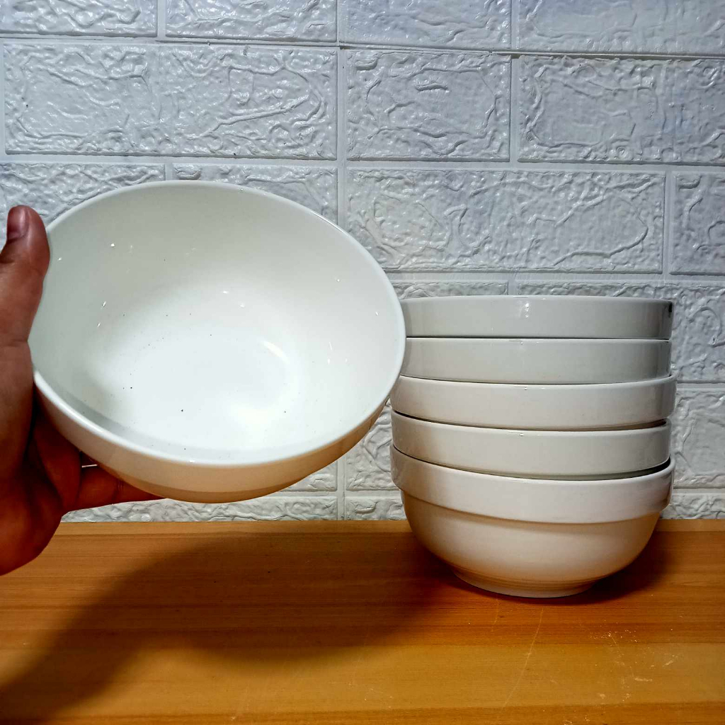 Set for 6 Pieces Ceramic Stockable Soup Bowl Size 6 inches | Shopee ...