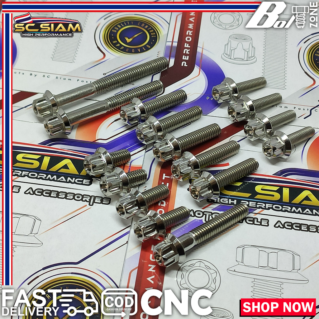 SC SIAM STAINLESS CRANKCASE BOLT SET RAIDER R150 CARB / MIO SPORTY ...