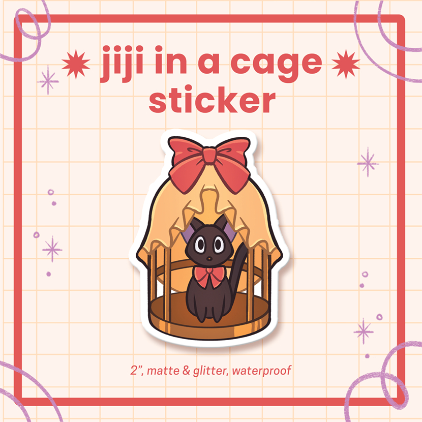 Jiji in Cage | Studio Ghibli Kiki's Delivery Service Fanart | Matte ...