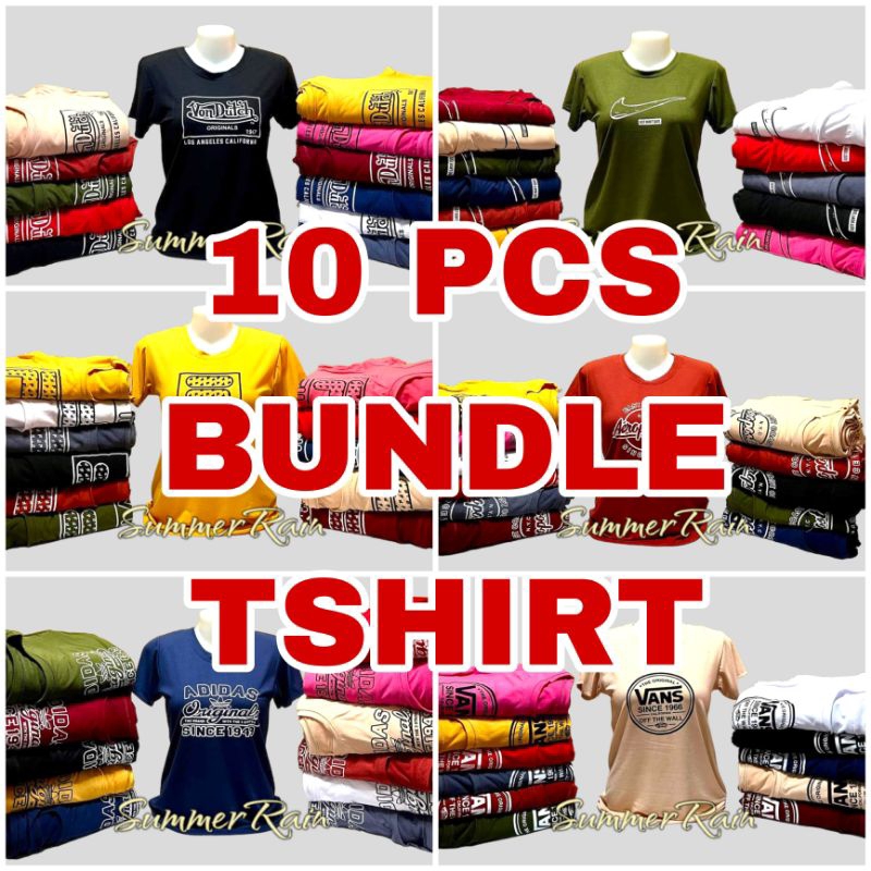 10 PCS BUNDLE TSHIRT BLOUSE FOR WOMEN ASSORTED PRINT NEGOSYO BUNDLE ...