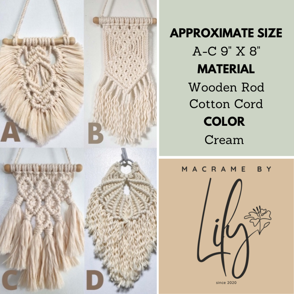 Mini Macrame Feather Leaf, Wall Hanging Boho Decor, Cotton Macrame Wall ...