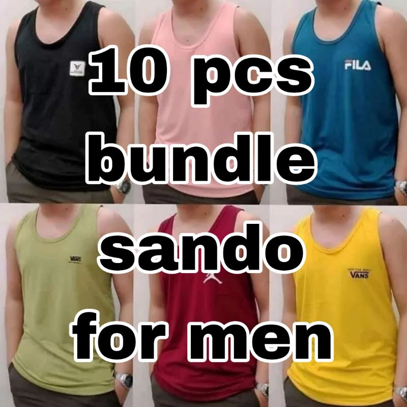 10 PCS BUNDLE SANDO and MUSCLE TER FOR MEN FREESIZE PREMIUM COTTON ...