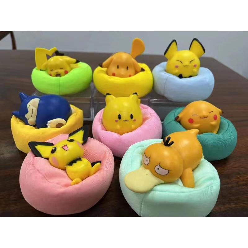 Pokemon Pikachu Psyduck Meowth Set of 8 With Pillow Collectible Figure ...