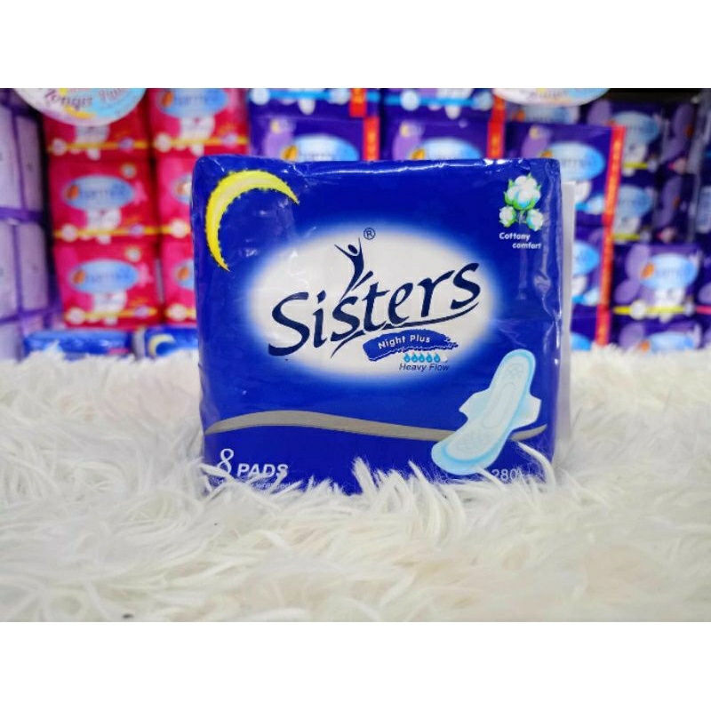 8 Pads Sisters Night Plus Heavy Flow Cottony Comfort Napkins | Shopee ...