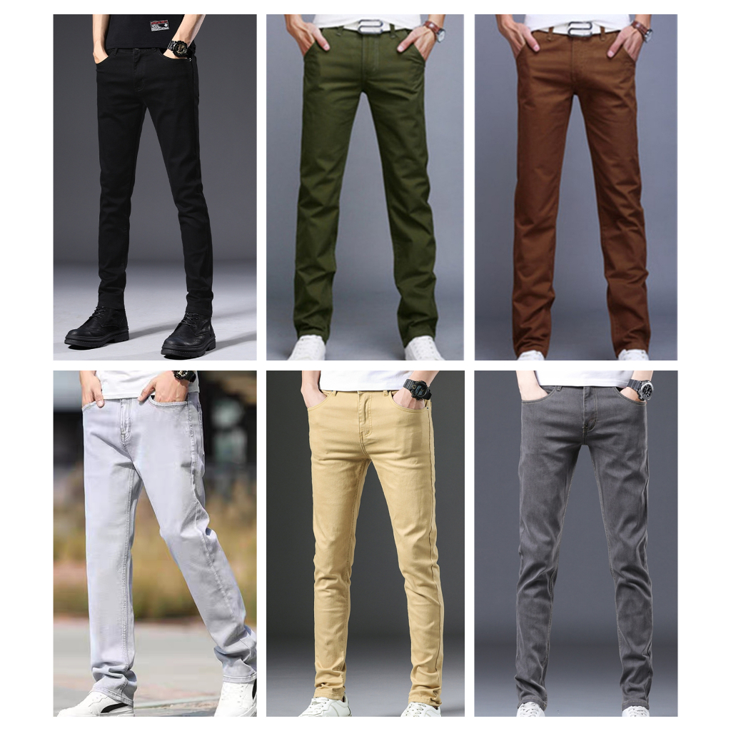 Men's Plus Size Casual Pants 7 Color Elastic Men's Pants Cotton Tight ...
