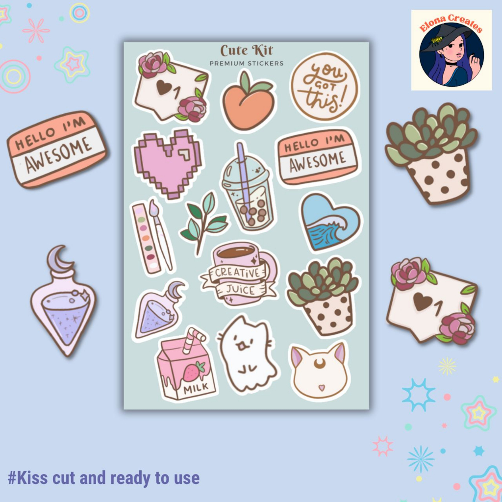 Cute Aesthetic Girly Kit Sticker Sheet For Planners And Journals EC ...