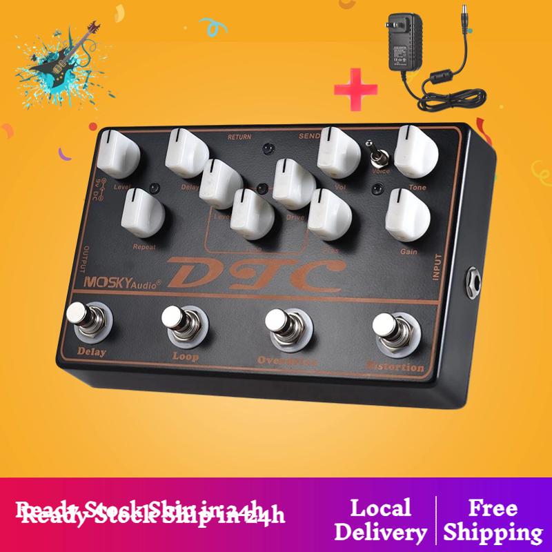 MOSKY DTC 4-in-1 Electric Guitar Effects Pedal Distortion + Overdrive + Loop + Delay | Shopee ...