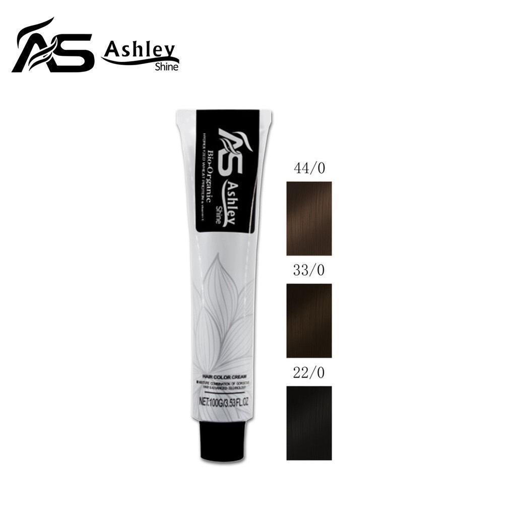 ASHLEY SHINE BIO-ORGANIC HAIR COLOR 33/0 DARK BROWN (100ML) | Shopee ...