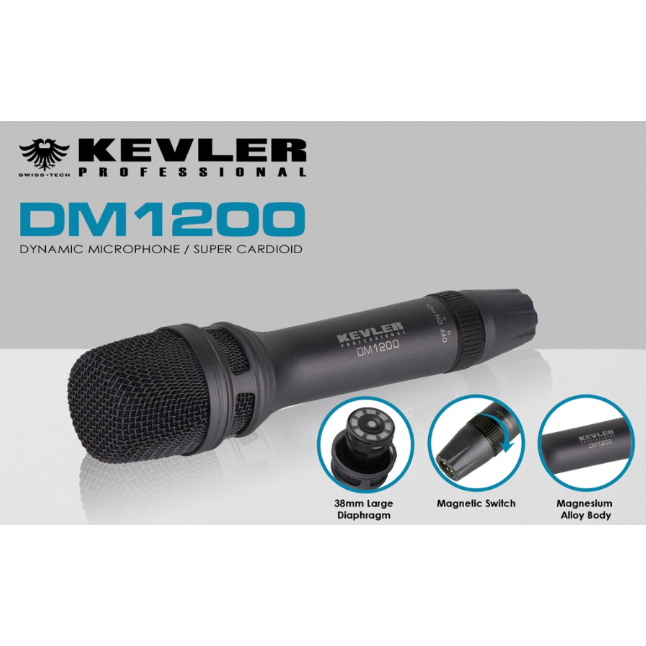 Kevler DM1200 Professional Dynamic Microphone / Super Cardioid 10 ...