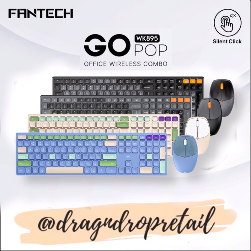 FANTECH GO WK895 POP Office 2.4GHz Wireless & Bluetooth Keyboard ...