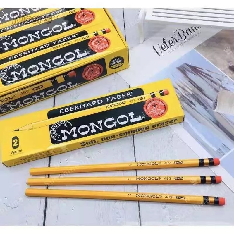 12pcs Original Mongol Pencil With eraser lapis school supplies(only 1 ...