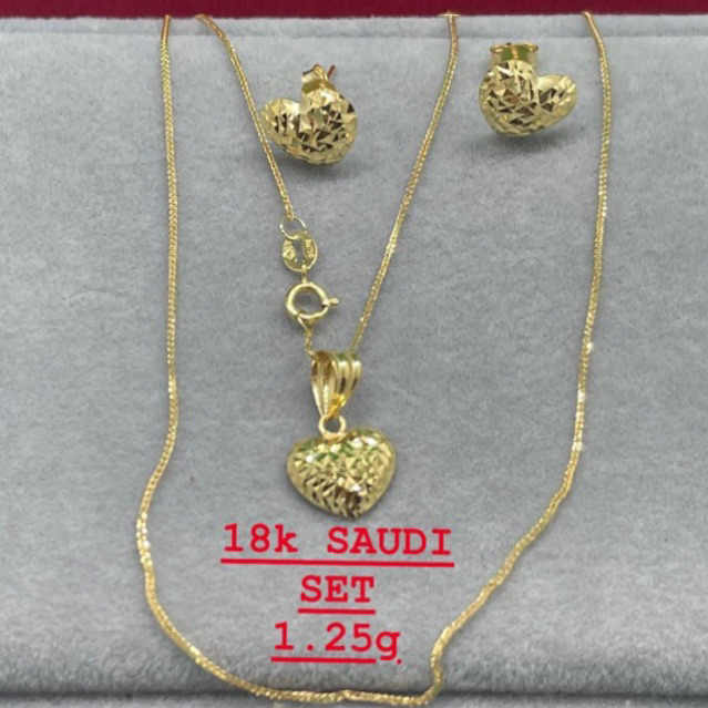 COD PAWNABLE 18k SAUDI GOLD SET (Necklace/Pendant/Earring) | Shopee ...