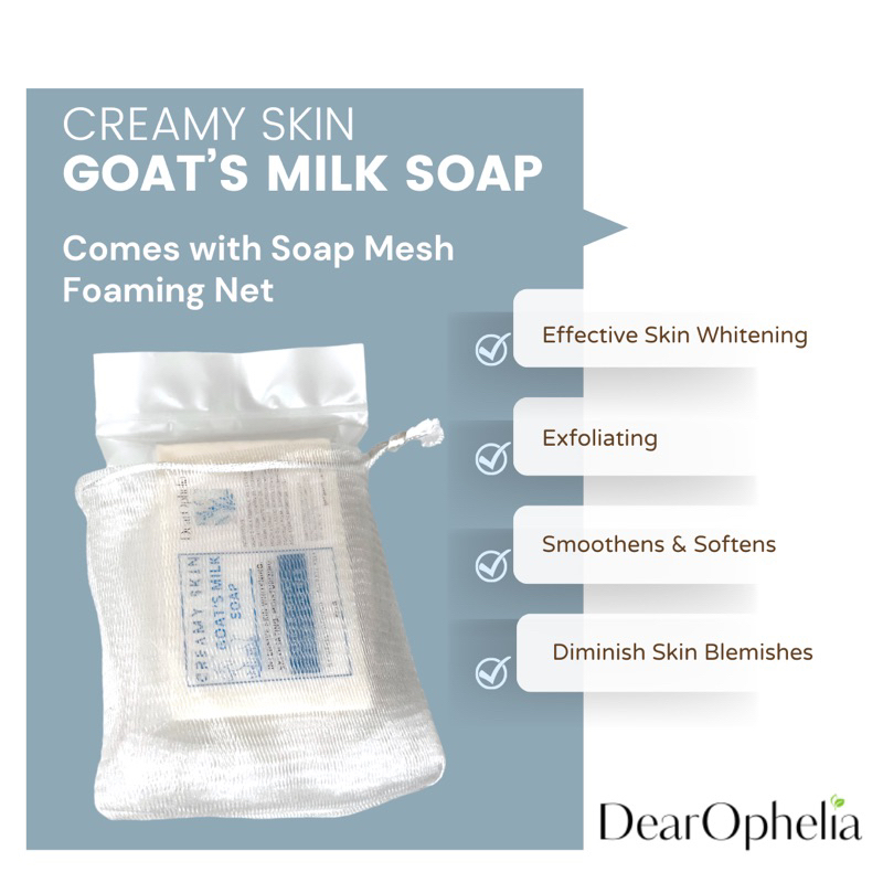 Goat’s Milk Soap Skin Whitening Soap with Foaming Mesh Net Goat Milk ...