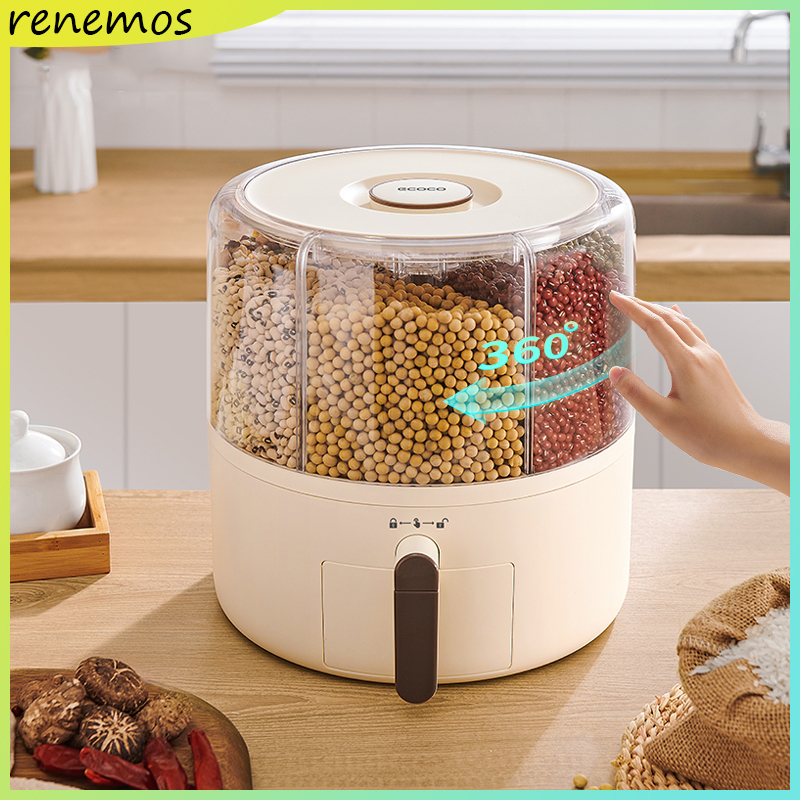 Ecoco Rice Dispenser Clear Cereal Storage Container Rotatable Rice Box ...