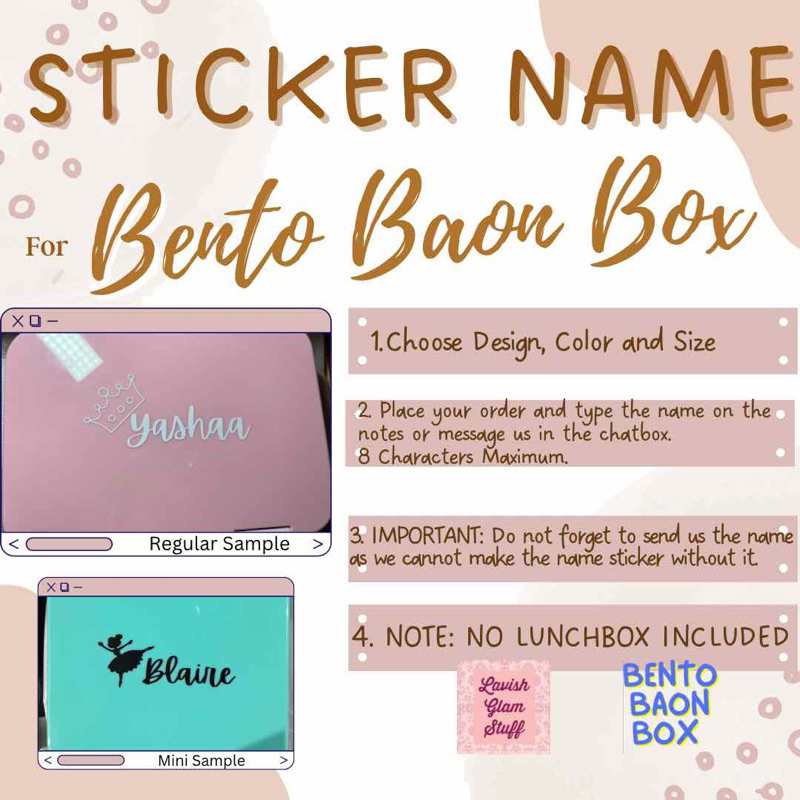 NAME STICKER ONLY for Bento Baon Box Lunchbox | Shopee Philippines