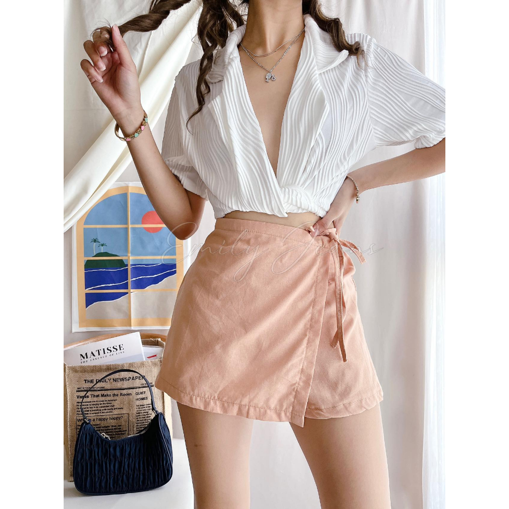EMILY Korean Skort Palda Shorts | High Quality Cotton Linen ( Skirt ...