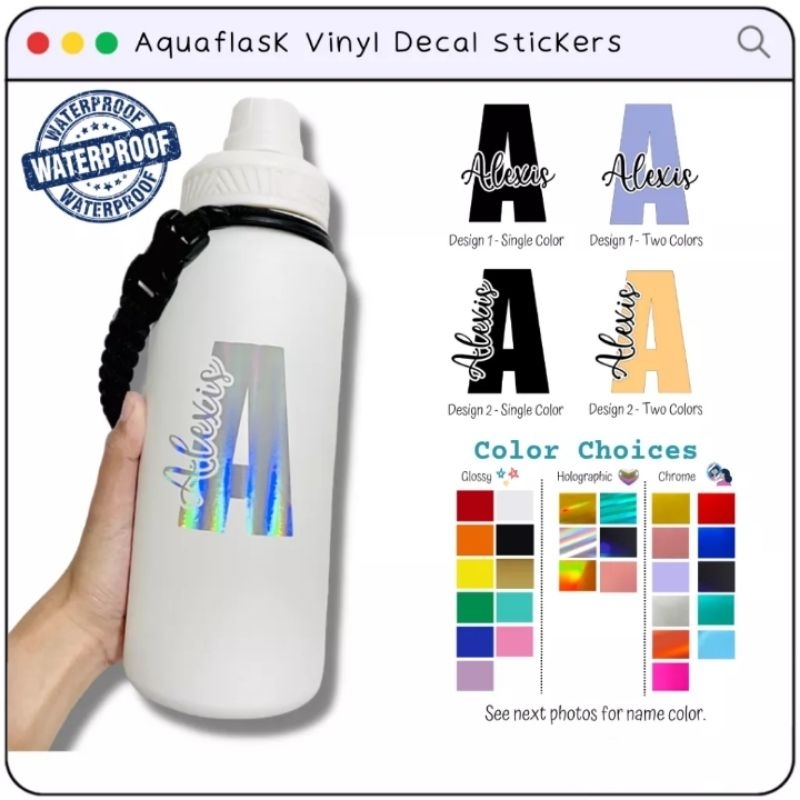 No Tumbler Included Personalized Initial and Name Aquaflask Decal ...