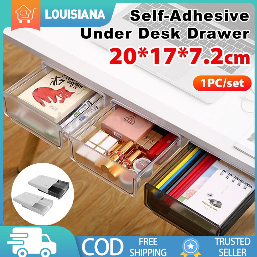 Under Table Desk Shelf Drawer Pull Out Office Supplies Storage Self ...