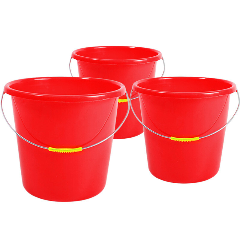Diameter 38cm red portable round plastic bucket large capacity storage ...