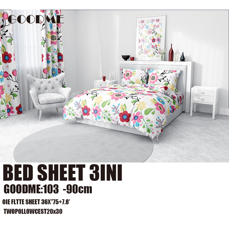 Yvon Bed sheets set 3in1 Queen 150cm*200cm Single 90cm*200cm Korean ...