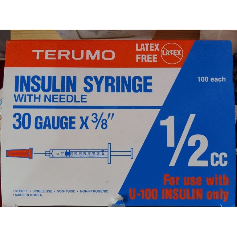 Terumo insulin syringe with needle 1/2cc g30×3/8" sterile | Shopee ...