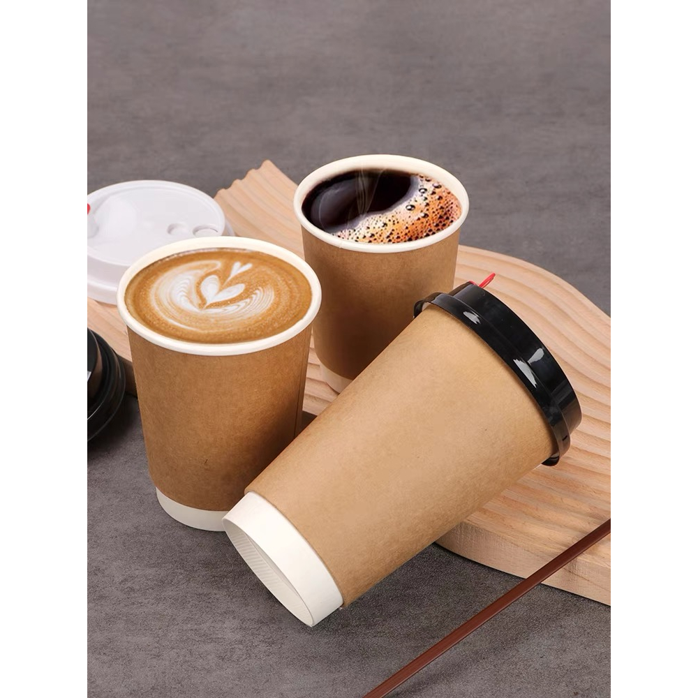 25pcs/8oz 12oz (16oz/20pcs) 90mm double wall paper cup kraft/Coffee Cup ...