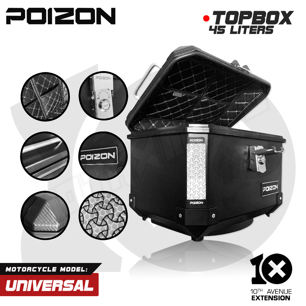 10THX Poizon ABS Top Box 45 Liters (Alloy Box Style Only) for ...