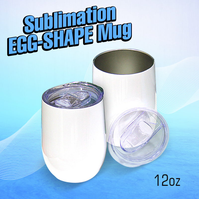 12oz Sublimation Egg Mug 350mL Stainless White Mug Egg Shape Tumbler ...