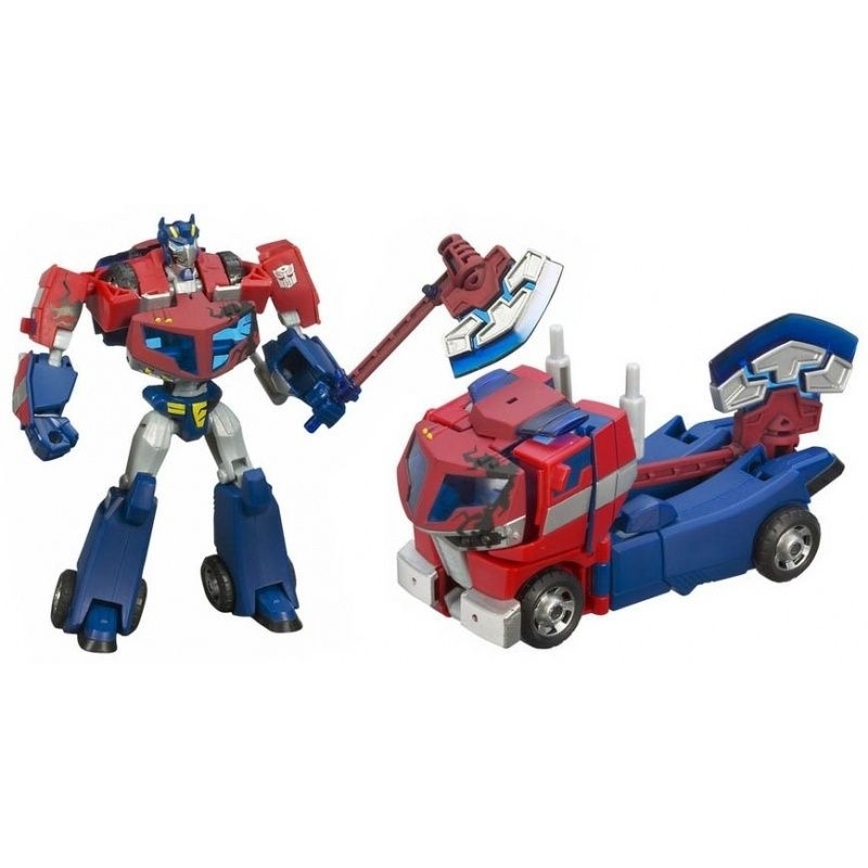 TRANSFORMERS ANIMATED OPTIMUS PRIME BATTLE DAMAGE DELUXE CLASS | Shopee ...