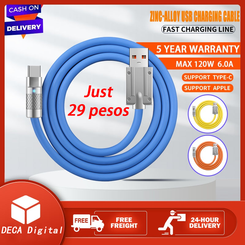 Fast Charge USB Liquid Silicone Cable Metal 120W 6A Type C Micro Quick ...