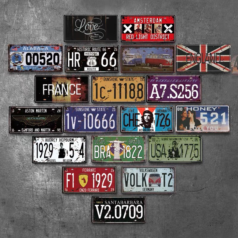 NewFinds Car Plate Rustic Vintage Tin Plate Wall Decor Metal Plate ...