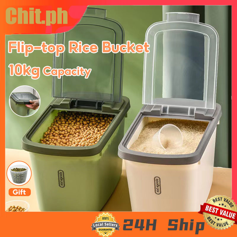 CHIT Kitchen Flip-top Rice Bucket 10kg Capacity Insect Proof Moisture ...