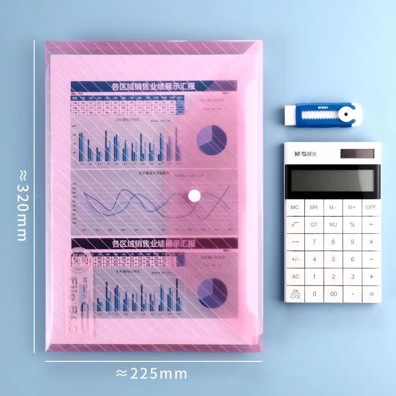 A4 Transparent Envelope Folder Clear Snap Button File Case Plastic ...